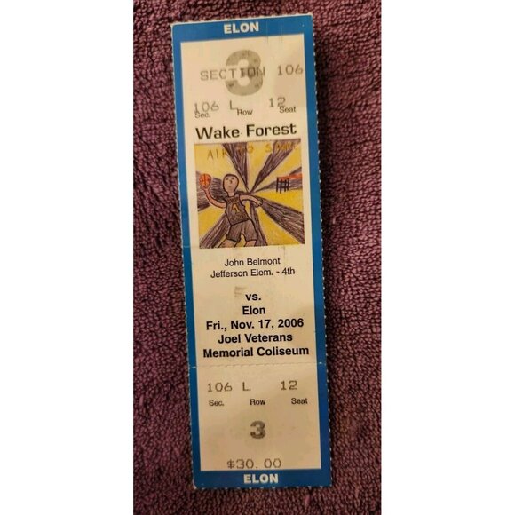Other | Wake Forest University Ncaa Basketball Game Stub Vs Elon ...